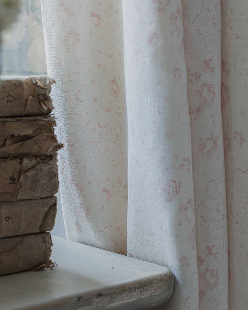 New Penny Pink on White Linen | Cabbages & Roses– cabbagesandroses