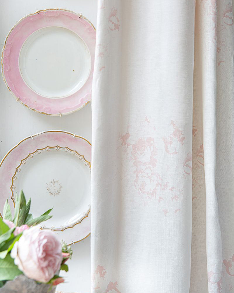 Hatley Rose on White Linen | Cabbages & Roses– cabbagesandroses