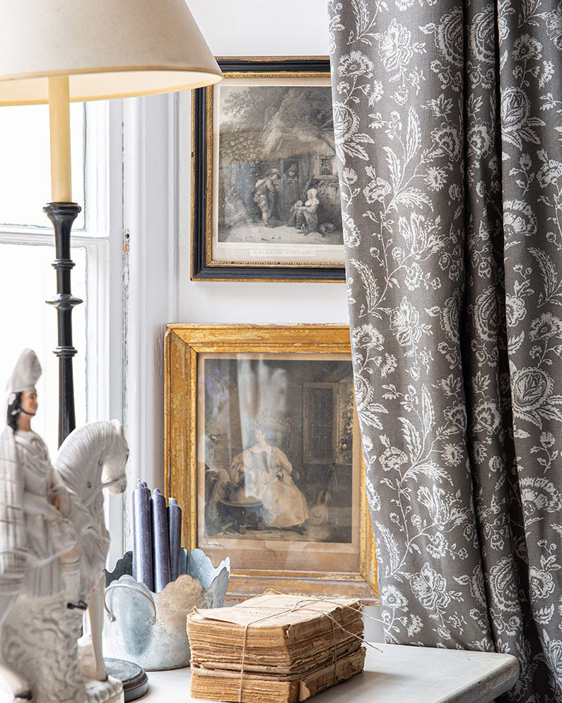 French Toile Charcoal on Natural Linen | Cabbages & Roses– cabbagesandroses