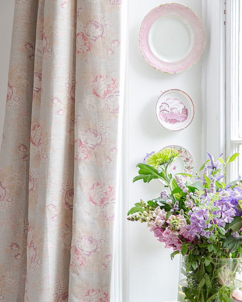 Tulips and Roses Multi on Natural Linen | Cabbages & Roses ...