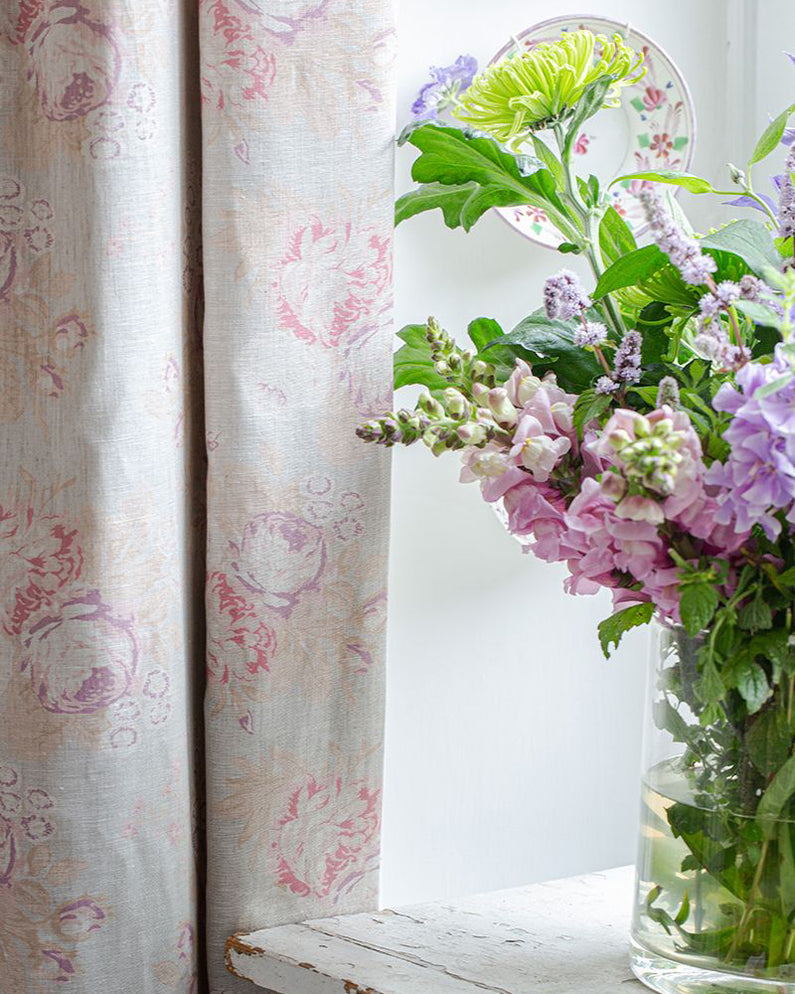 Tulips and Roses Multi on Natural Linen | Cabbages & Roses ...