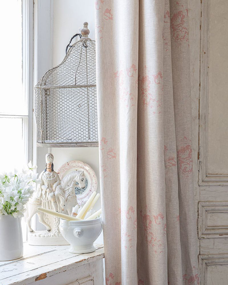 Hatley Pink on Natural Linen | Cabbages & Roses– cabbagesandroses