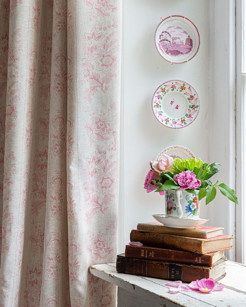 India Rose Pink on Natural Linen | Cabbages & Roses– cabbagesandroses