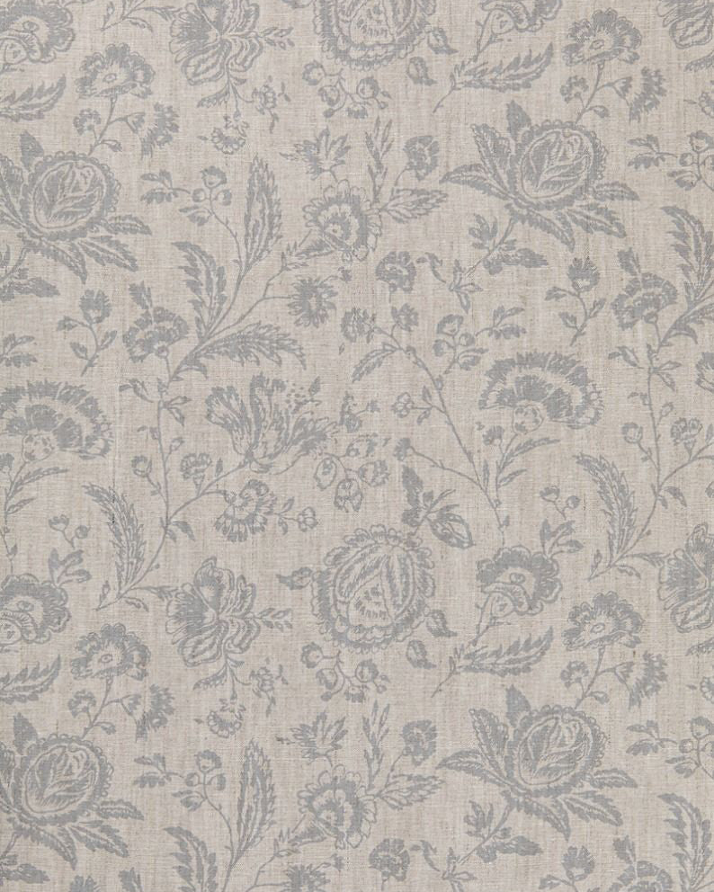 Provence Toile French Blue on Natural Linen | Cabbages & Roses ...