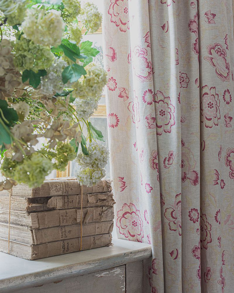 Elgin Raspberry on Natural Linen | Cabbages & Roses– cabbagesandroses