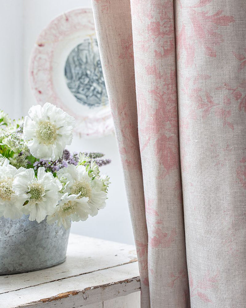 Alderney Pink on Natural Linen | Cabbages & Roses– cabbagesandroses
