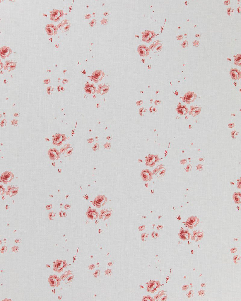 Catherine Rose Pink on White Linen | Cabbages & Roses– cabbagesandroses