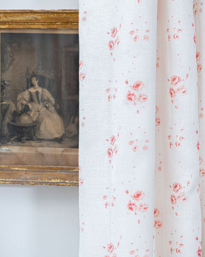 Catherine Rose Pink on White Linen | Cabbages & Roses– cabbagesandroses