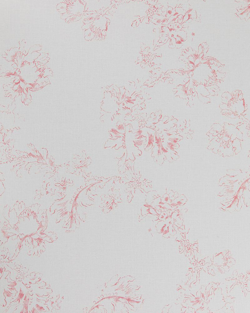 Meggernie Pink on White Linen | Cabbages & Roses– cabbagesandroses