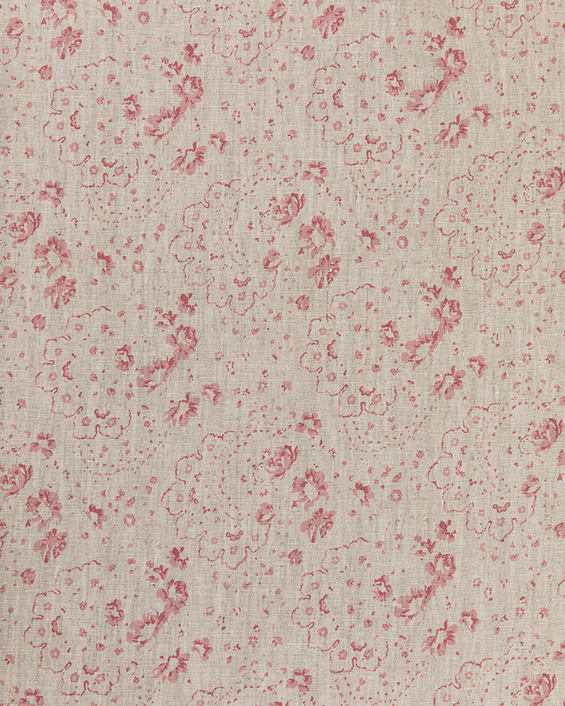 New Penny Raspberry on Natural Linen | Cabbages & Roses– cabbagesandroses